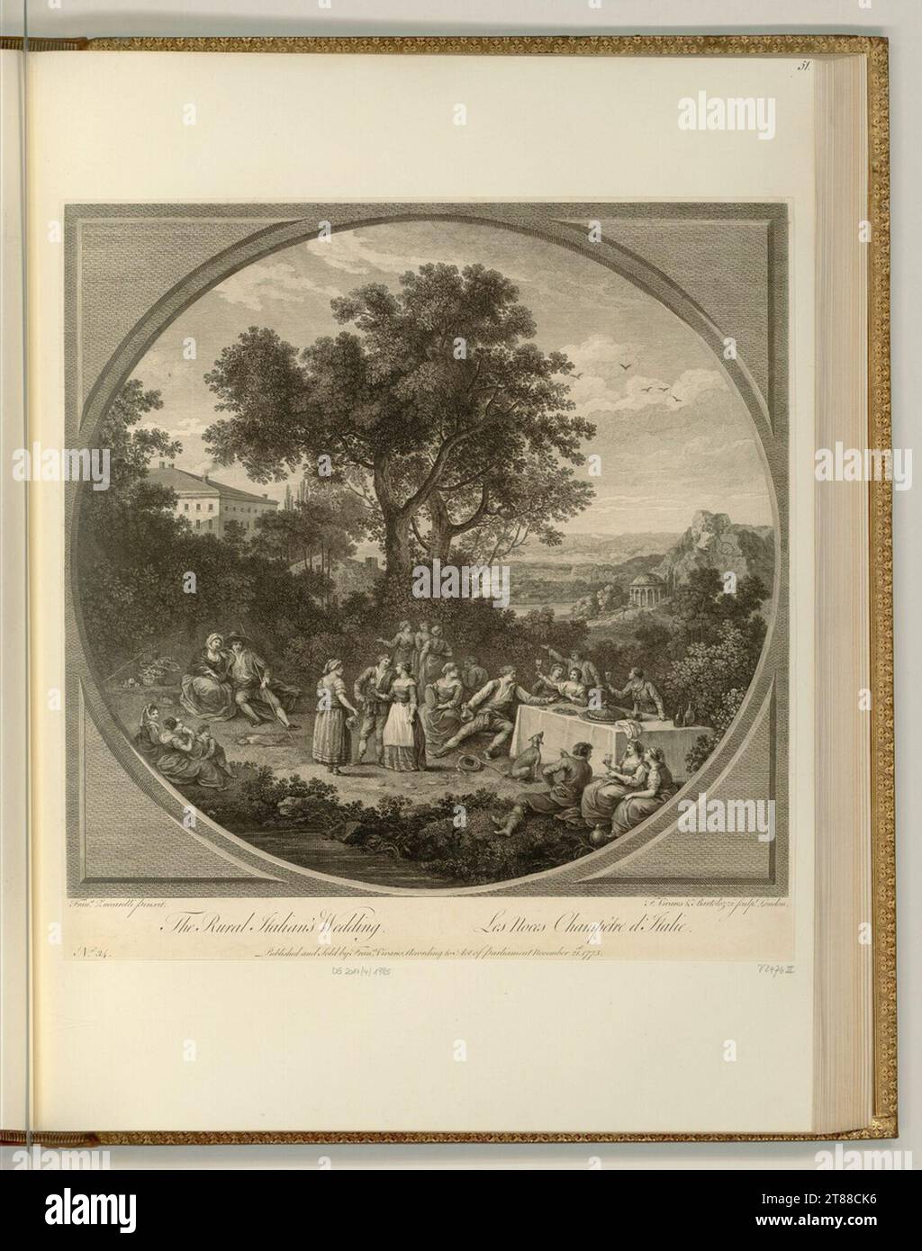 Francesco Bartolozzi (Engraver) Rural Italian wedding. Etching, copper ...