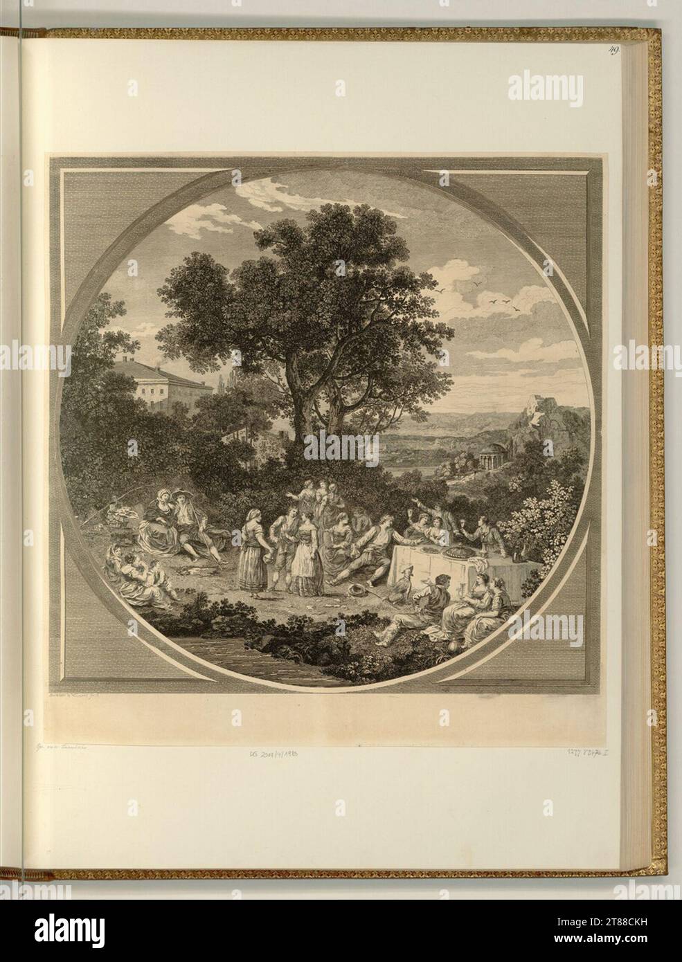 Francesco Bartolozzi (Engraver) Rural Italian wedding. etching around ...