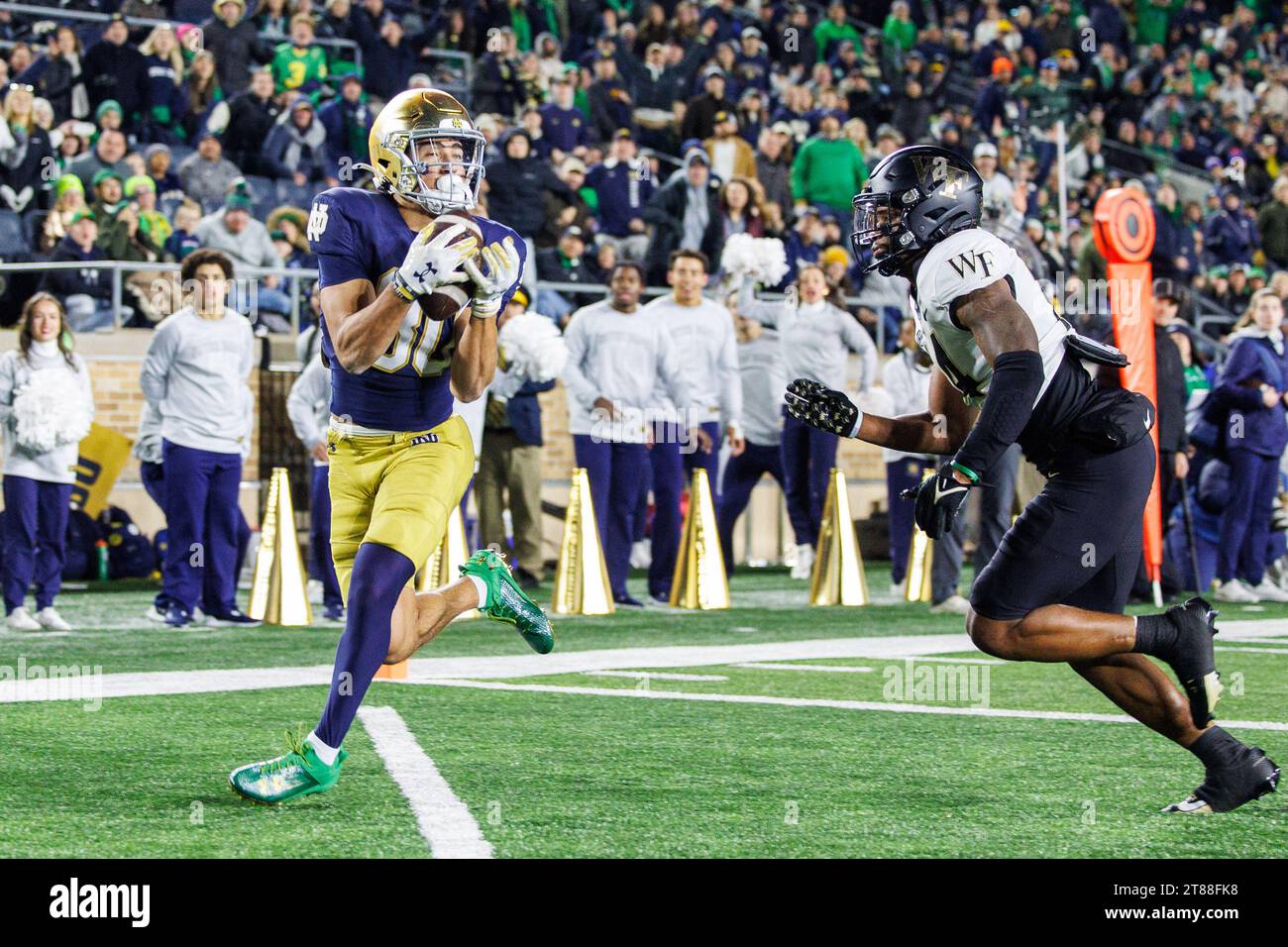 South Bend, Indiana, USA. 18th Nov, 2023. Notre Dame wide receiver ...