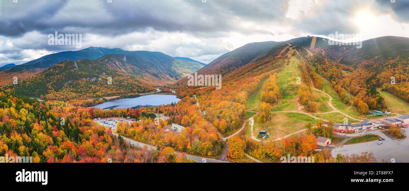Aerial panorama of Franconia Notch state Park, NH Stock Photo - Alamy