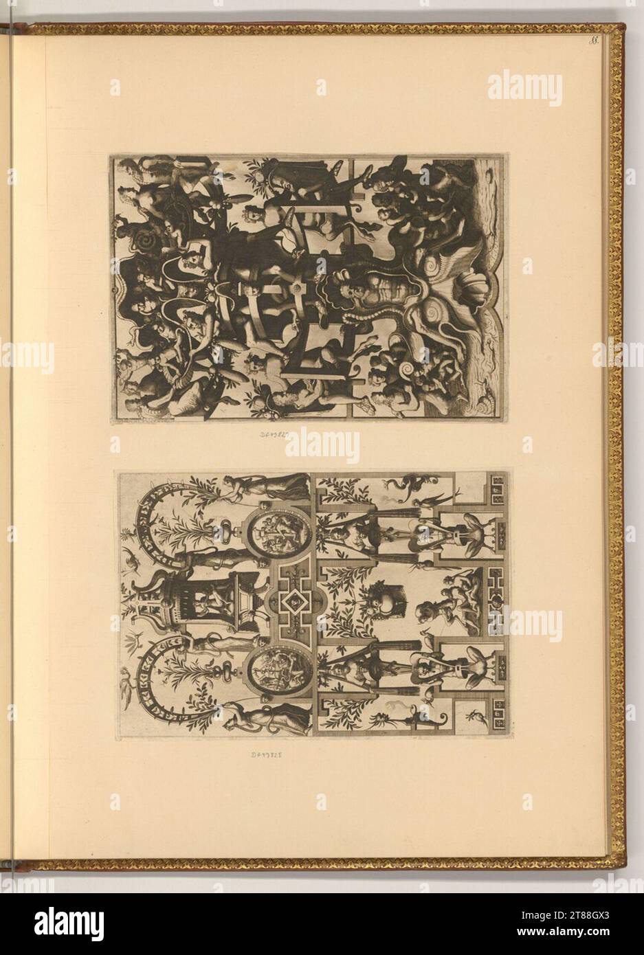 Jan van Doetecum (Engraver) Cart rushes with grotesque and grave ...