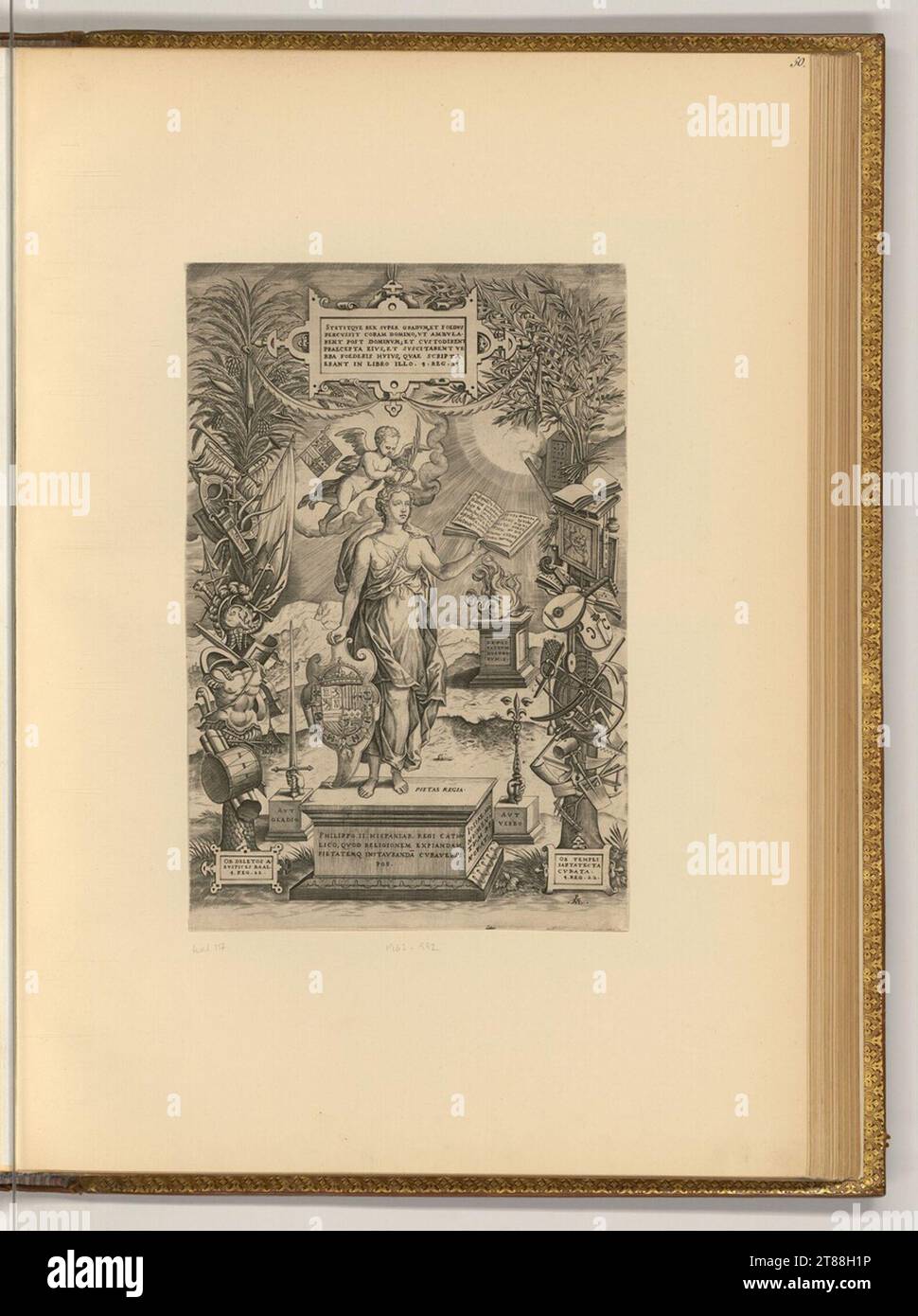 Pieter van der Heyden The glorification Philipp II .. Copper engraving ...