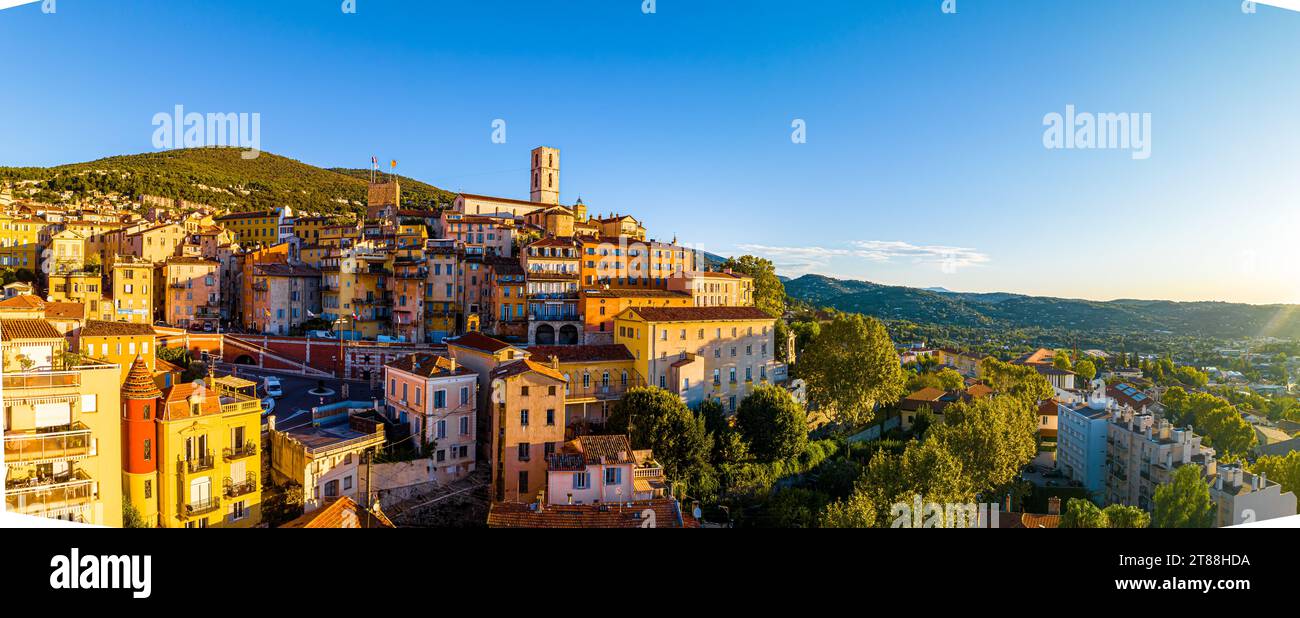 Aerial view of Grasse, a town on the French Riviera, known for its long ...
