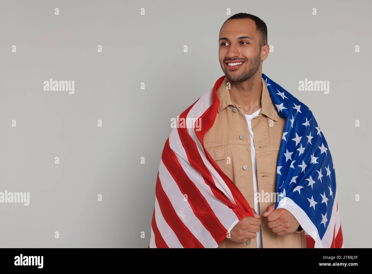 4th of July - Independence Day of USA. Happy man with American flag on ...