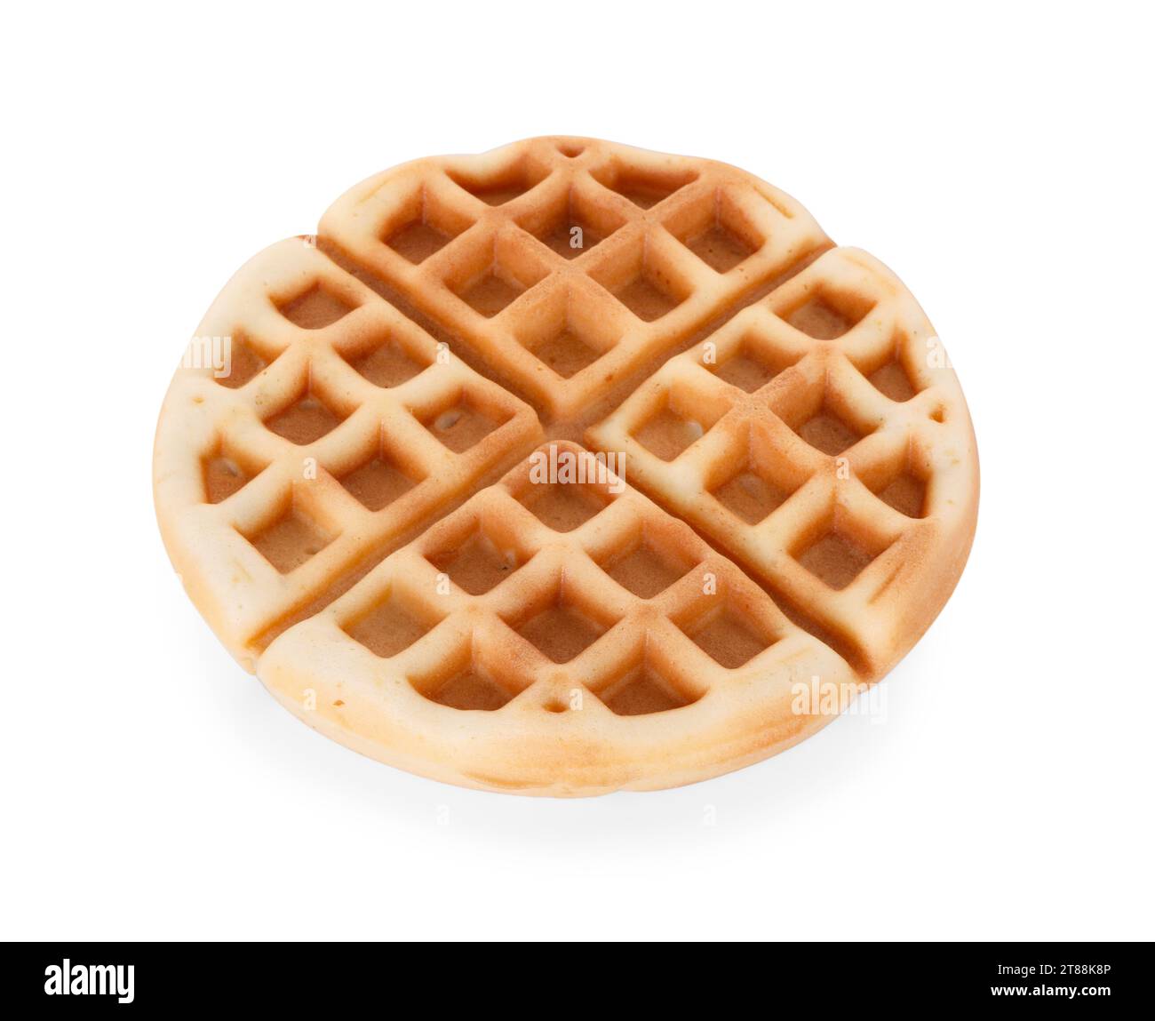 One tasty Belgian waffle isolated on white Stock Photo - Alamy