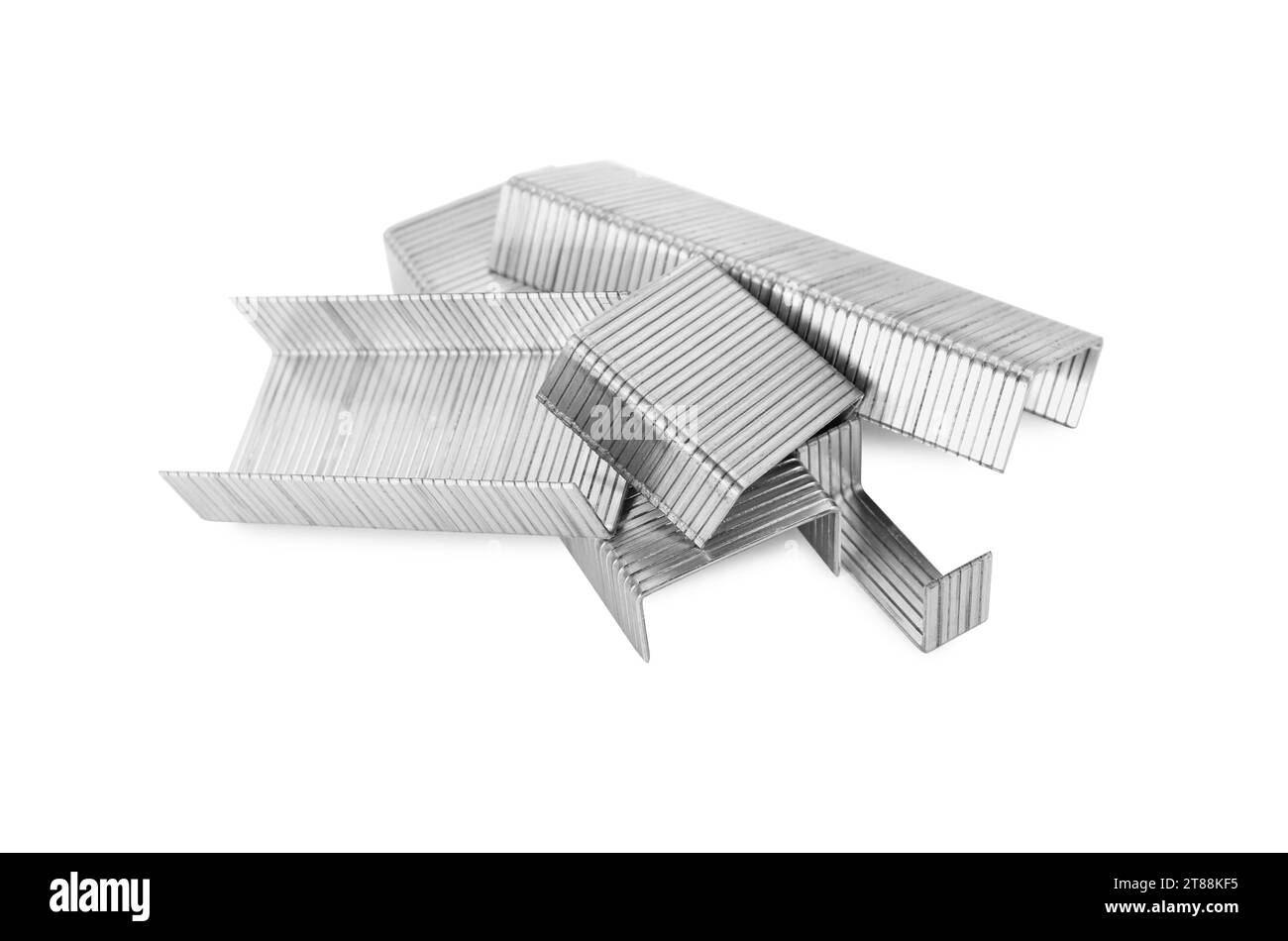 Staple gun refills on white background. Office supplies Stock Photo - Alamy