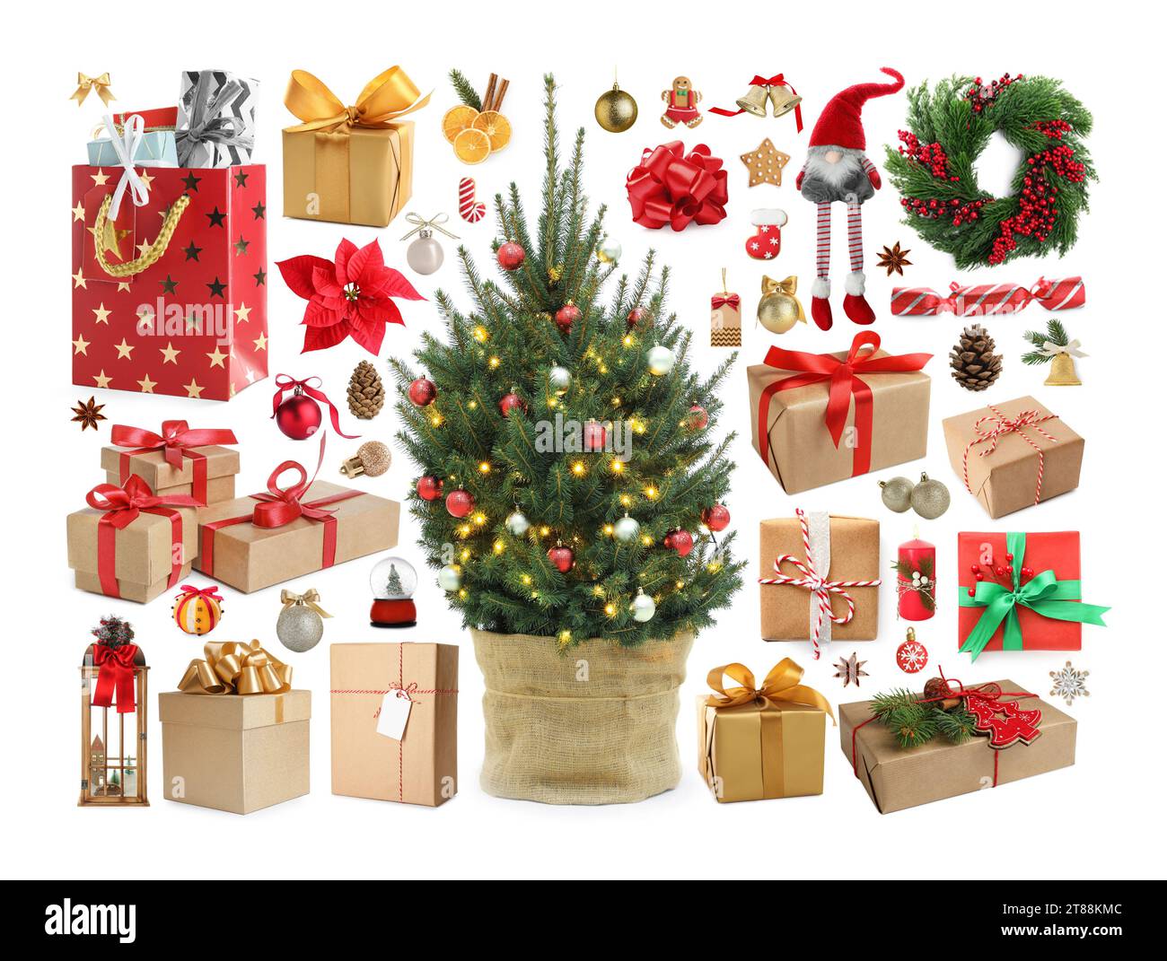 Christmas celebration stuff isolated on white, collection Stock Photo ...