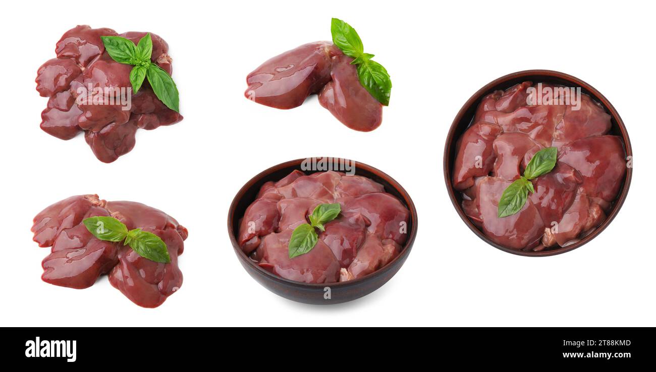Fresh raw chicken liver isolated on white, collection Stock Photo - Alamy