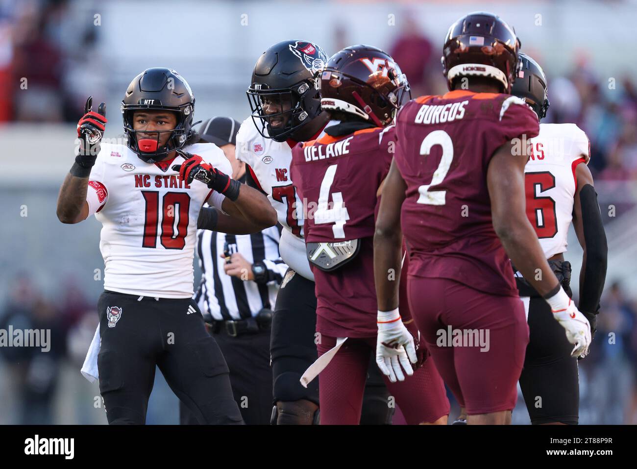 Blacksburg, Virginia, USA. 18th Nov, 2023. North Carolina State Wolfpack wide receiver Kevin ...