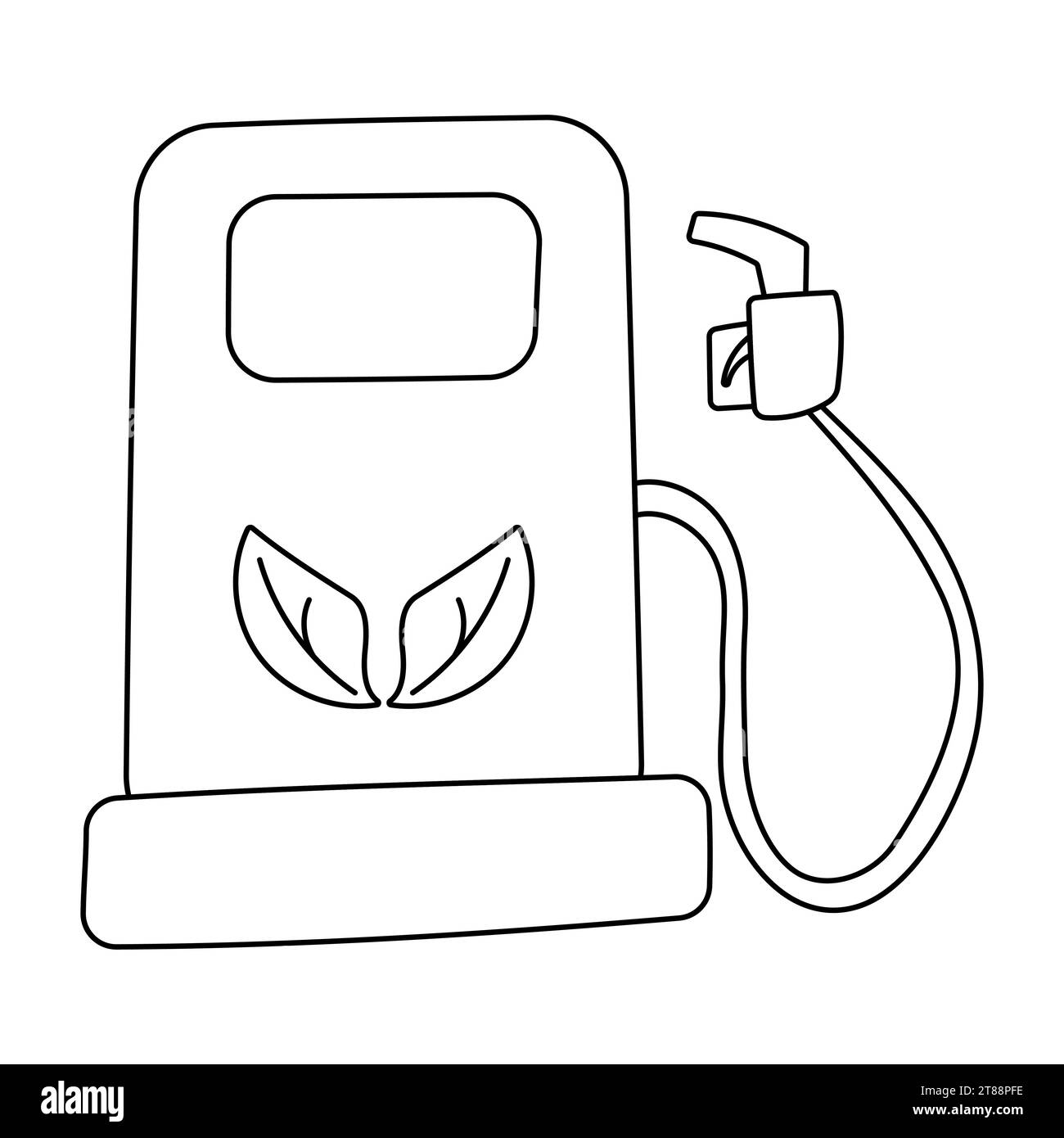 gas station fuel green eco leaves line doodle coloring bio icon element ...