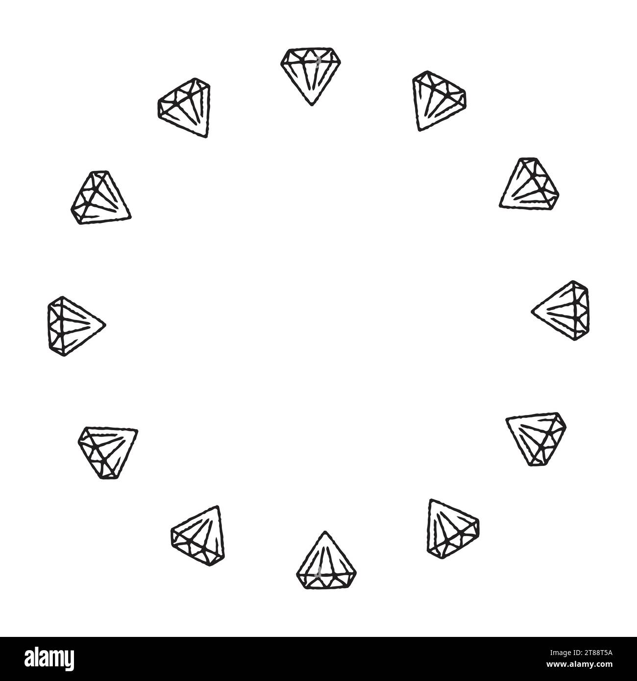 Vector round frame made of gemstones in doodle style Stock Vector Image ...