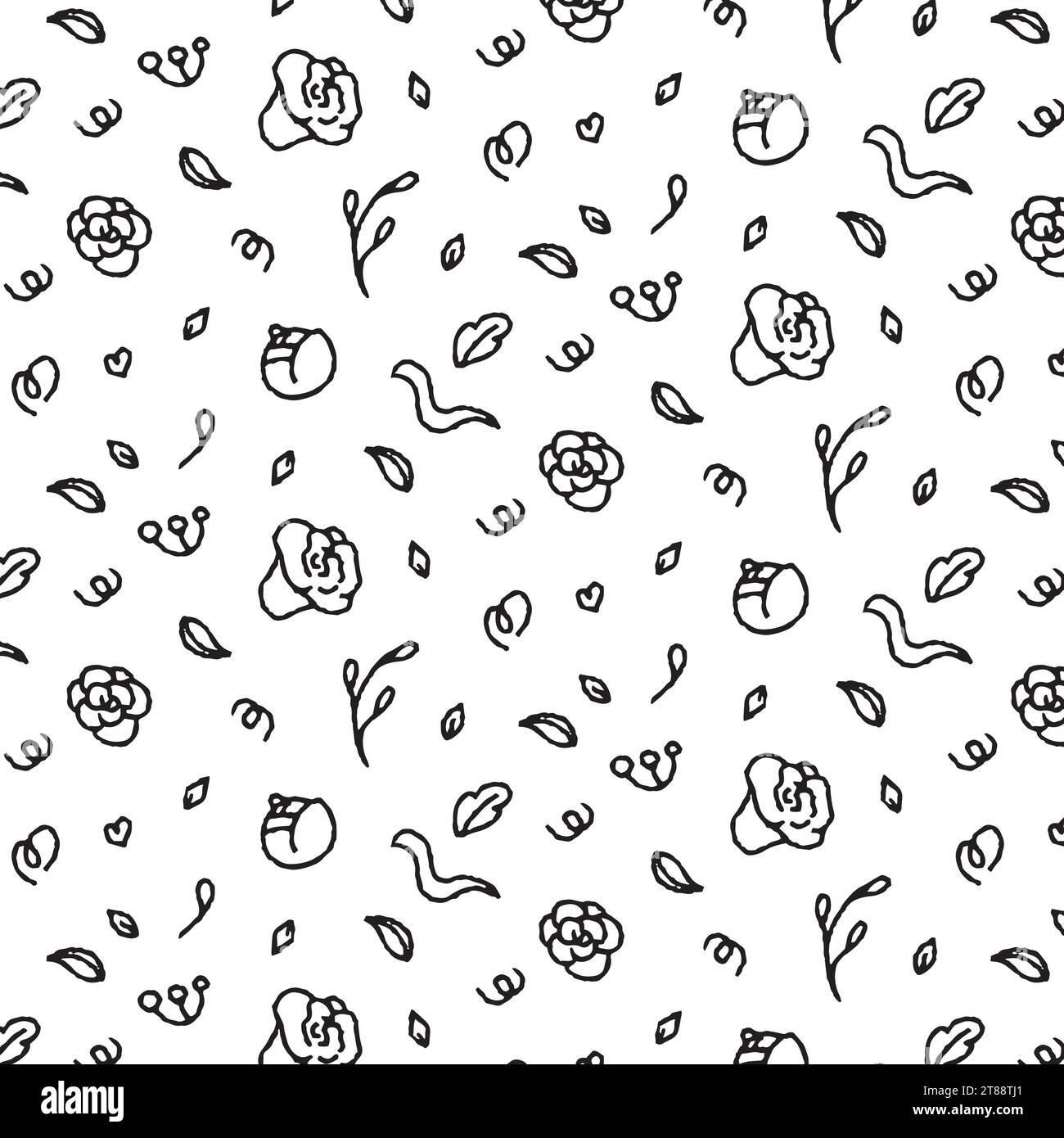 doodle flowers pattern on transparent background, vector holiday ...