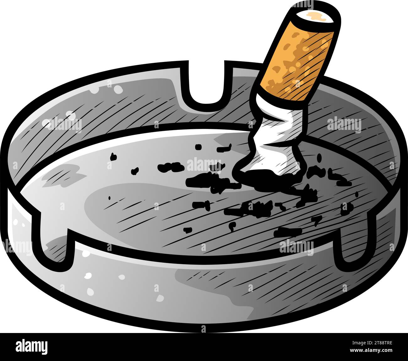 Ashtray Cigarettes Stainless Steel Metal Drawing Vector Illustration ...