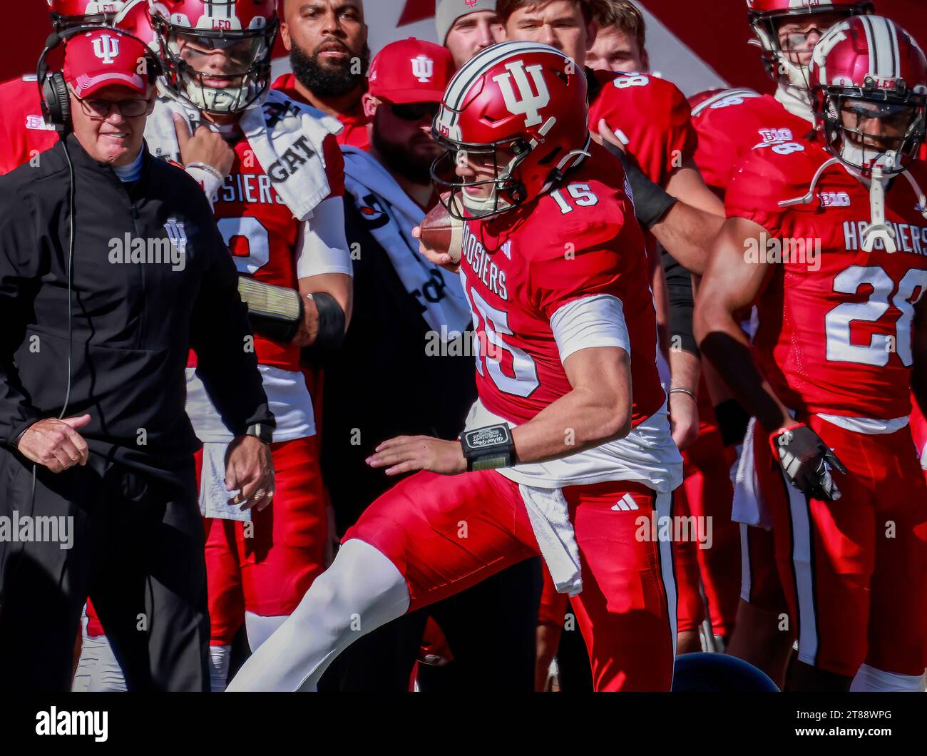 Bloomington, United States. 18th Nov, 2023. IU coach Tom Allen watches ...