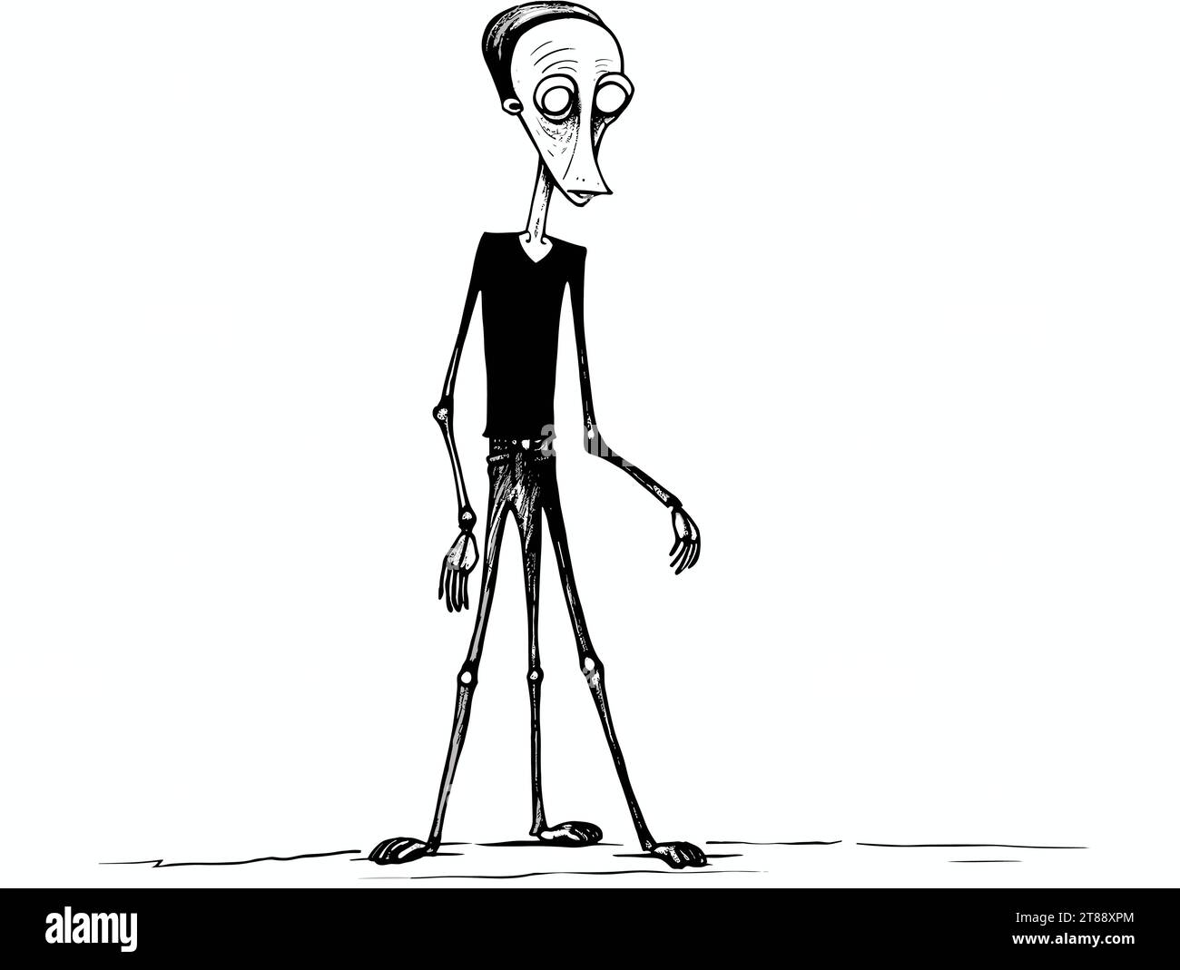 A Cartoon Of A Man Very Skinny Man Style Of Medieval Woodblock Stock Vector Image And Art Alamy