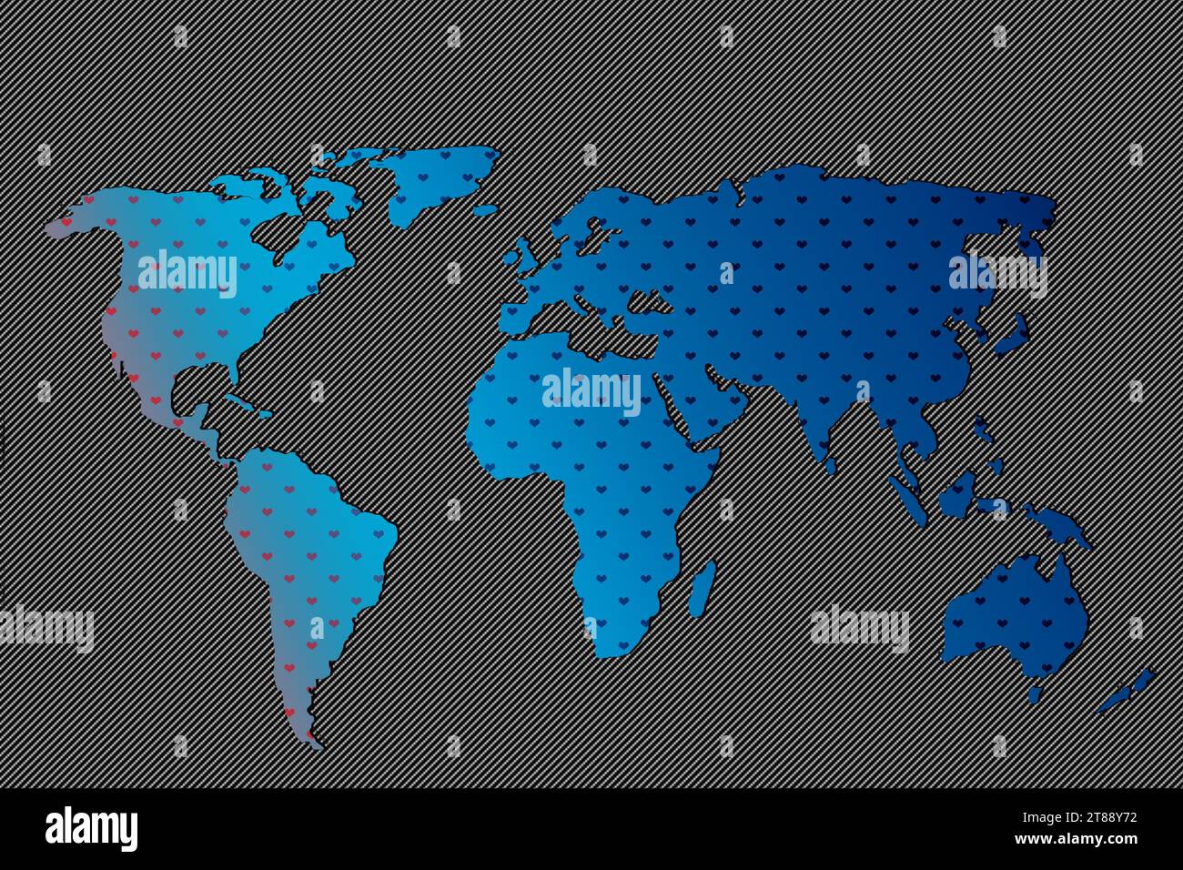World map design with heart pattern. Earth with continents. Map of ...