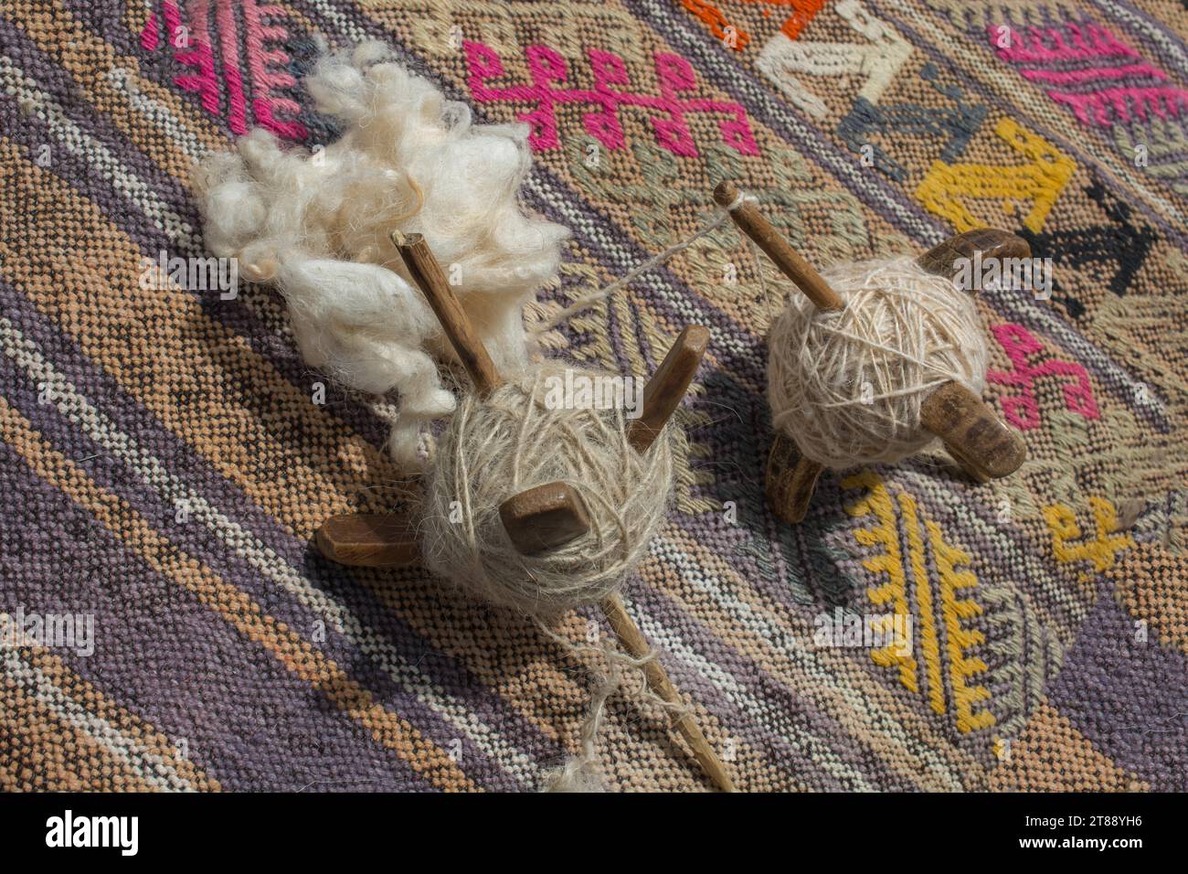 Set of Roll of hand made thread Stock Photo - Alamy
