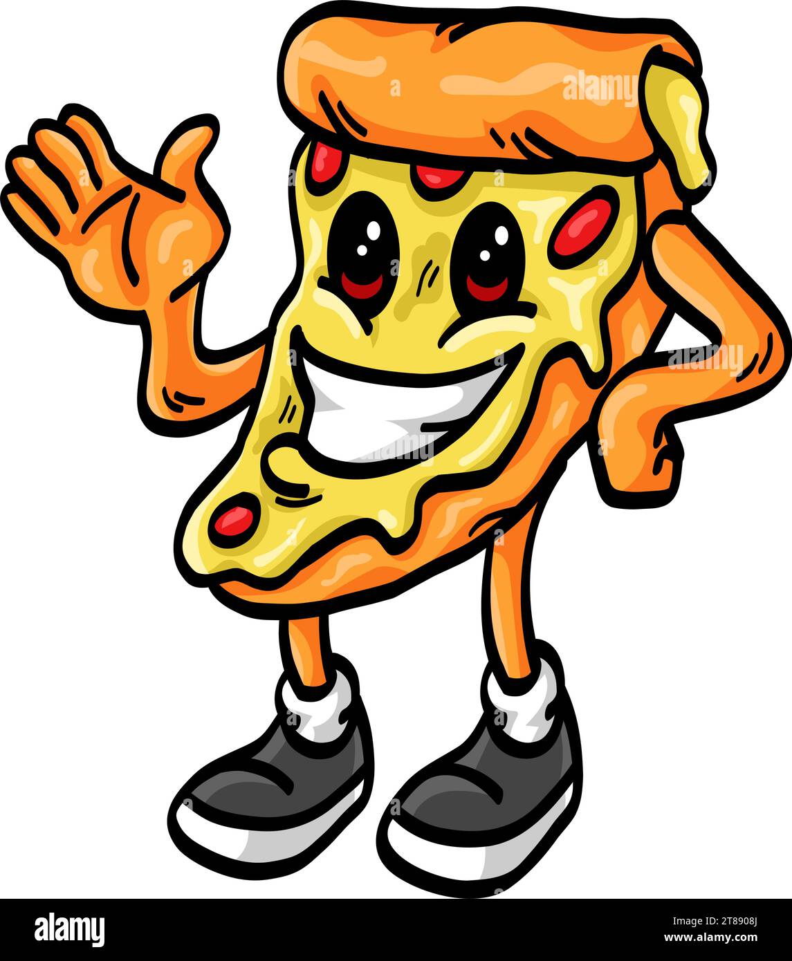 Pizza Slice Mascot Cartoon Character Design Vector Illustration Stock ...
