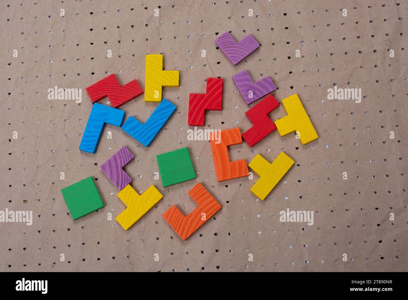 Concept of creative logical thinking. Different colorful wooden blocks ...