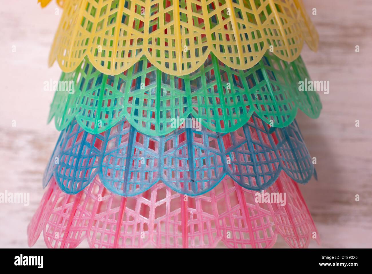 Colorful feather shuttlecock Sports equipment for badminton game Stock ...