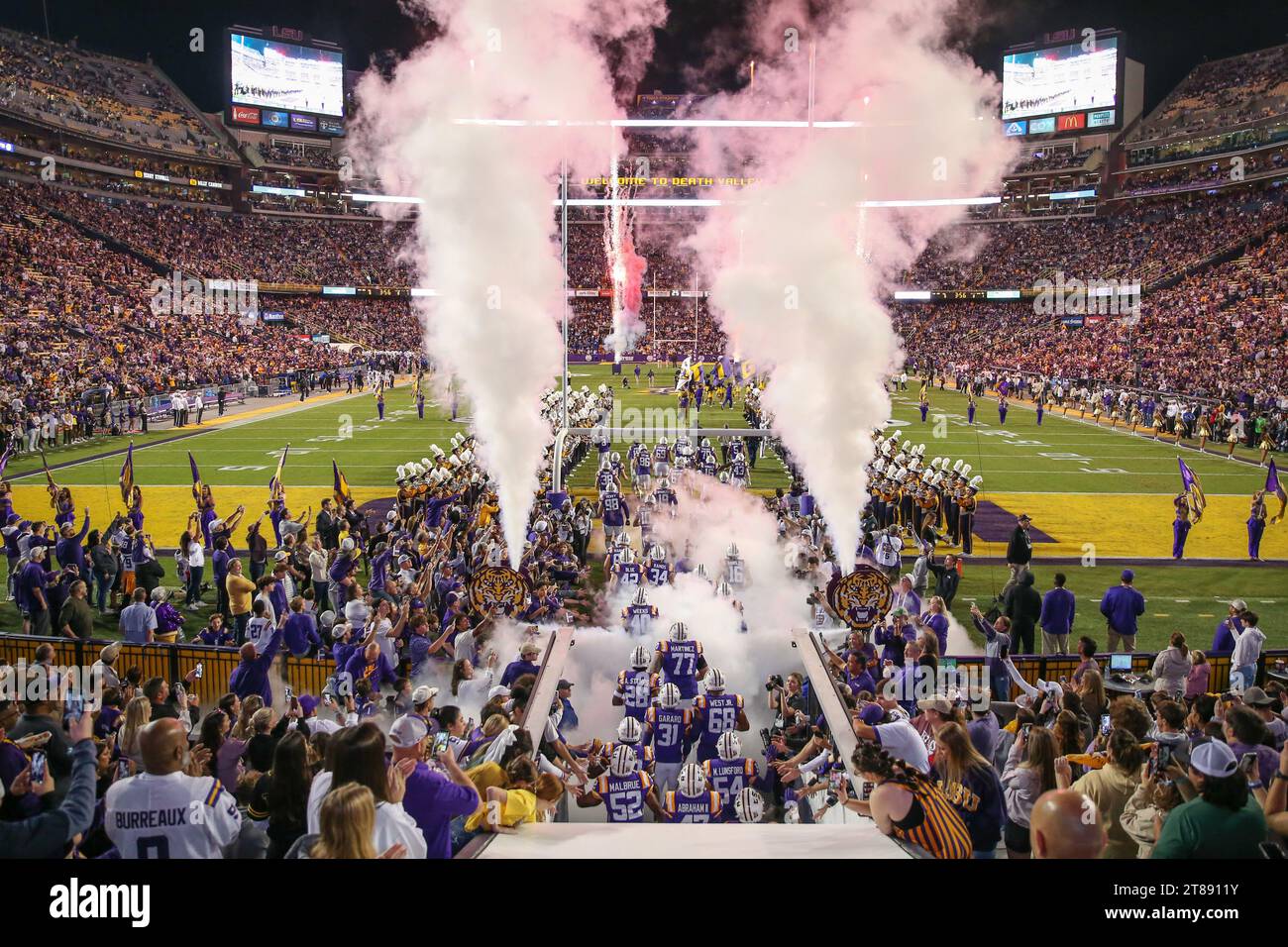 November 18, 2023: The LSU football team takes the field prior to NCAA ...
