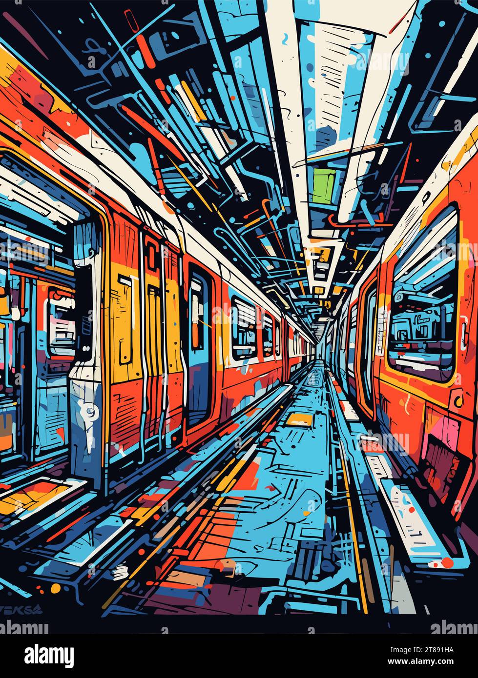 Night in the subway Stock Vector Images - Alamy