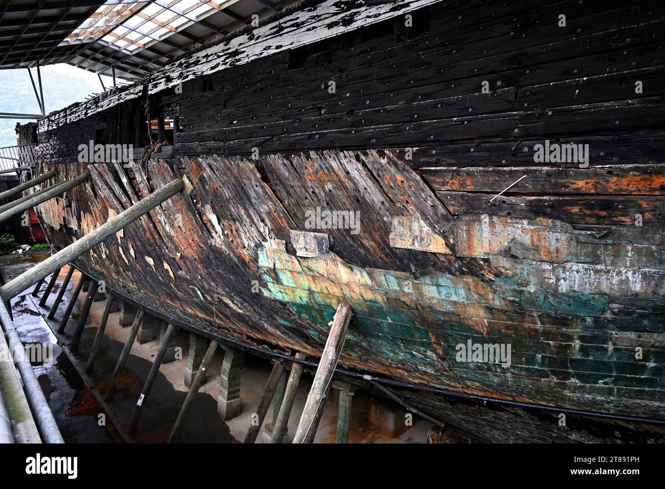 Edwin Fox Sailing Ship Hull in Dry Dock, Picton New Zealand. The oldest ...
