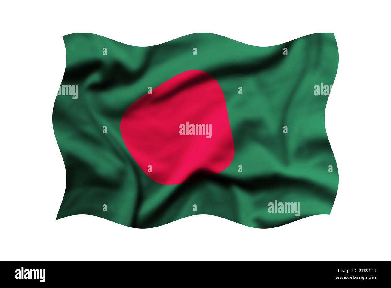 The flag of Bangladesh flying in the wind isolated on a white ...