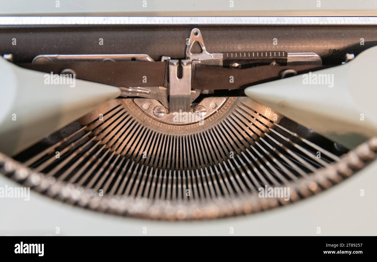 Close-up detail of a vintage typewriter with shallow depth of field ...
