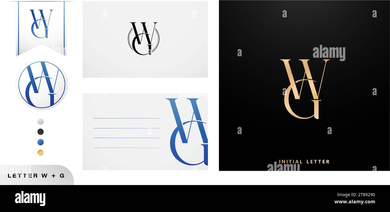 WG monogram letters logo design template for business card, branding ...