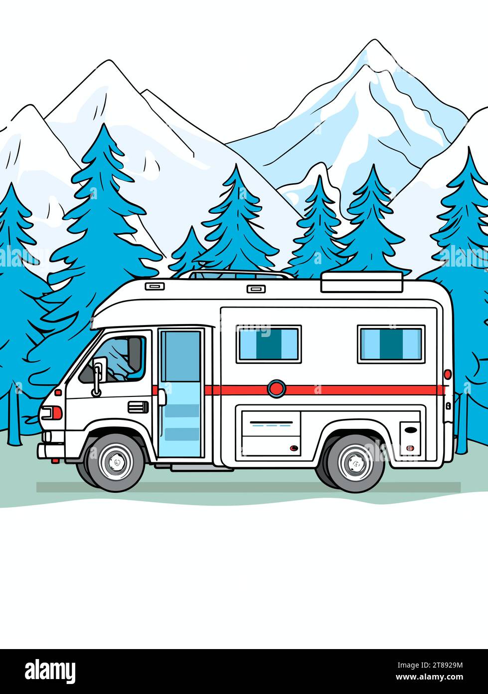 A Cartoon Of A Camper Van - Ambulance mini bus Vector illustration ... A Cartoon Of A Camper Van - Ambulance mini bus Vector illustration ...