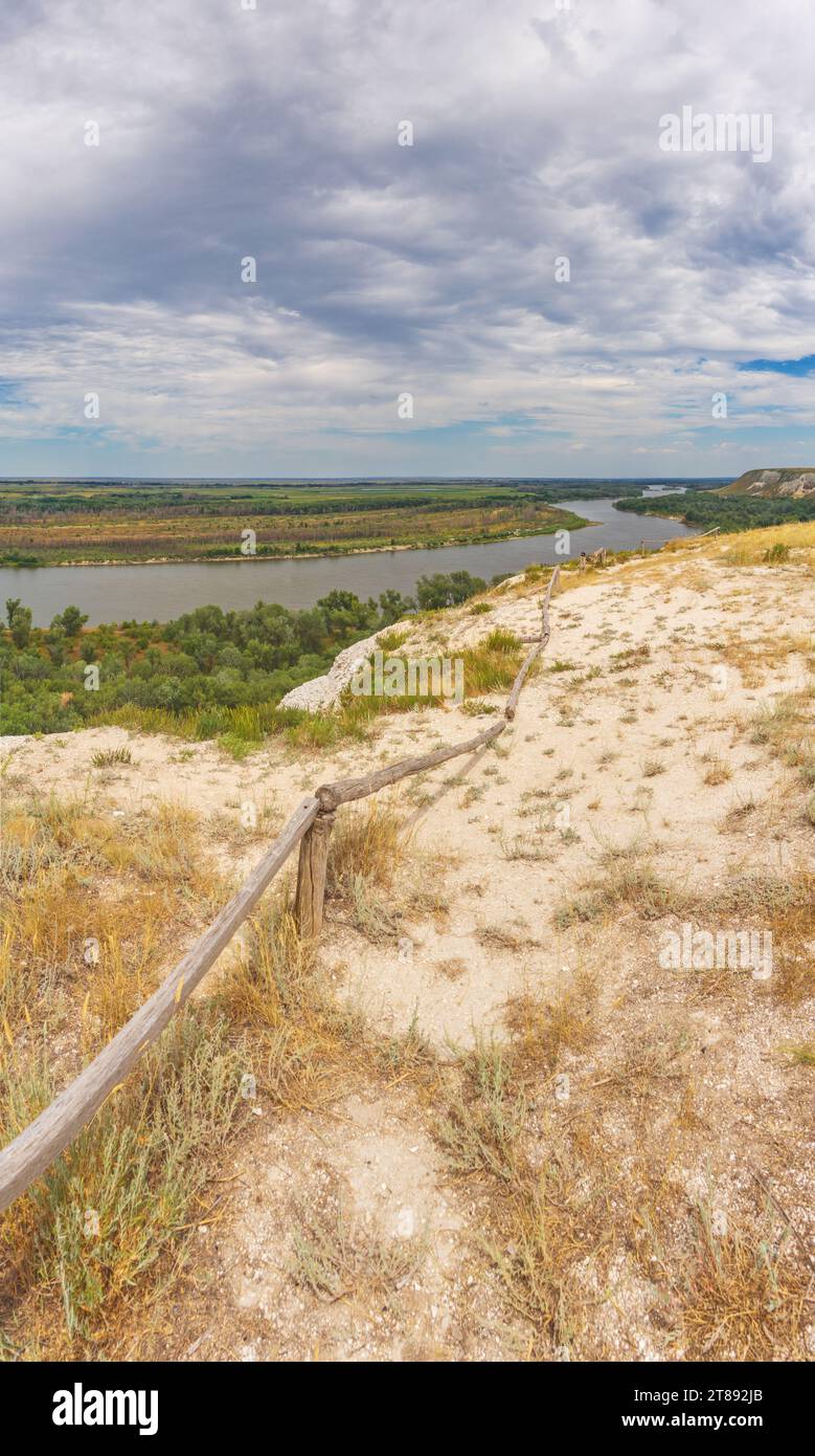 View of the Don River from the observation deck of the Natural Park ...