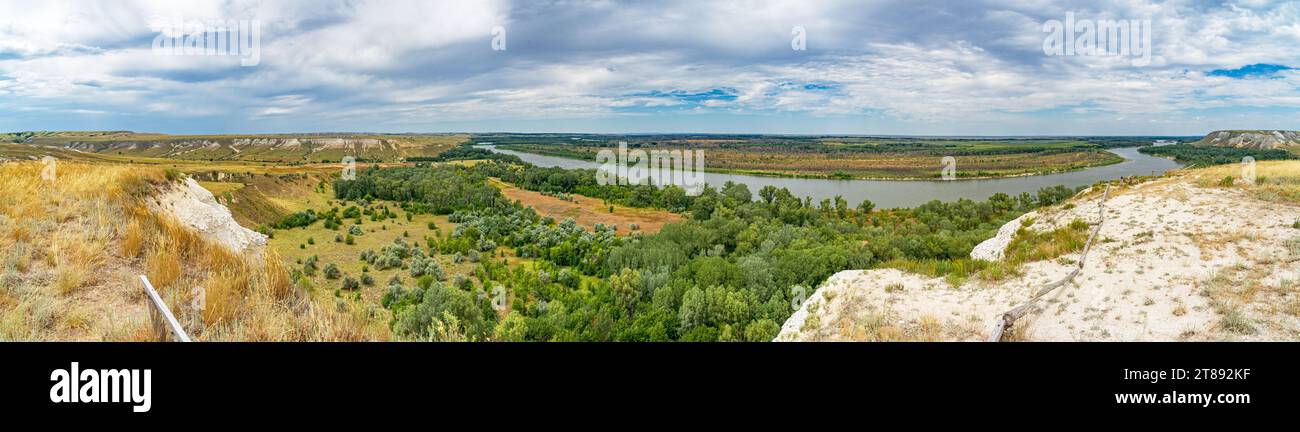 View of the Don River from the observation deck of the Natural Park ...