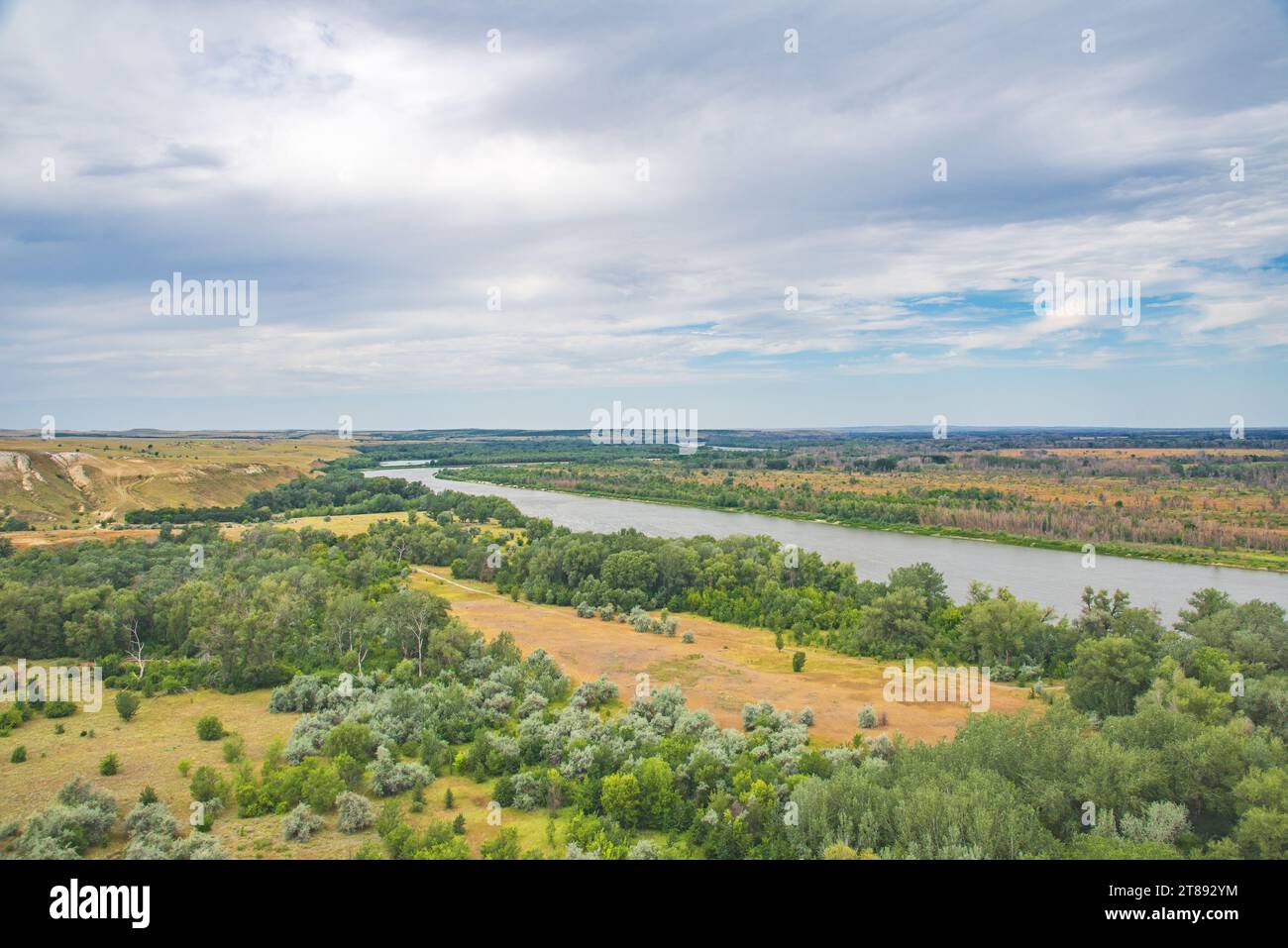 View of the Don River from the observation deck of the Natural Park ...