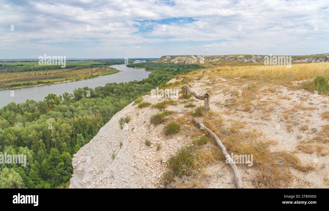 View of the Don River from the observation deck of the Natural Park ...