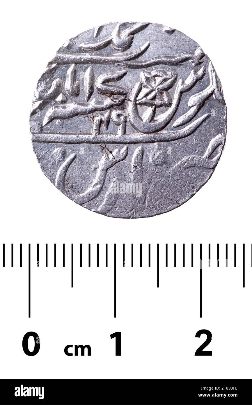 Antique silver indian rupee coin. Obverse. Isolated in white Stock ...