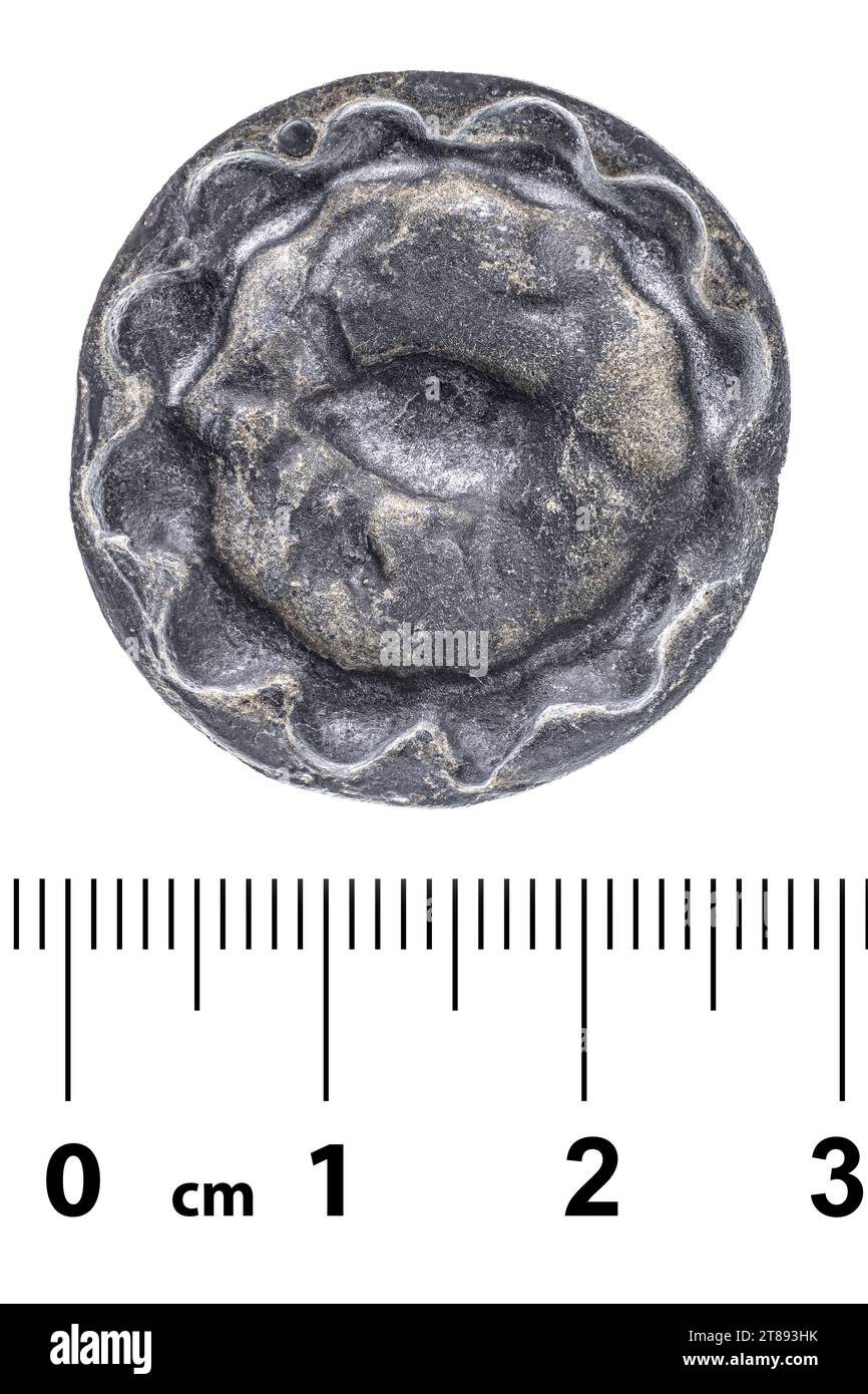 Ancient kingdom funan zink coin with the image of a crab. Isolated on ...