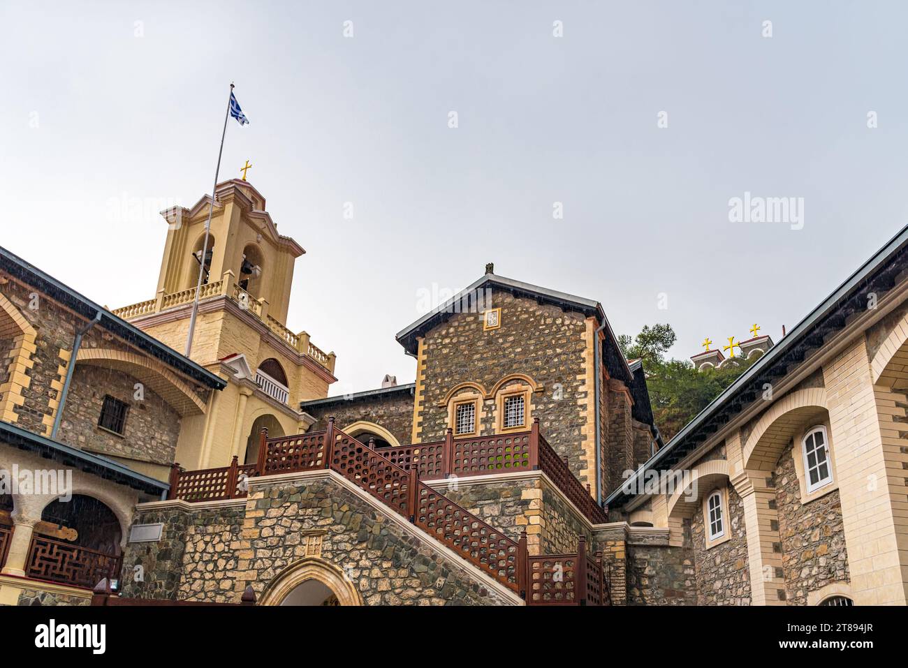 The Holy, Royal and Stavropegic Monastery of Kykkos in the rain. Cyprus ...