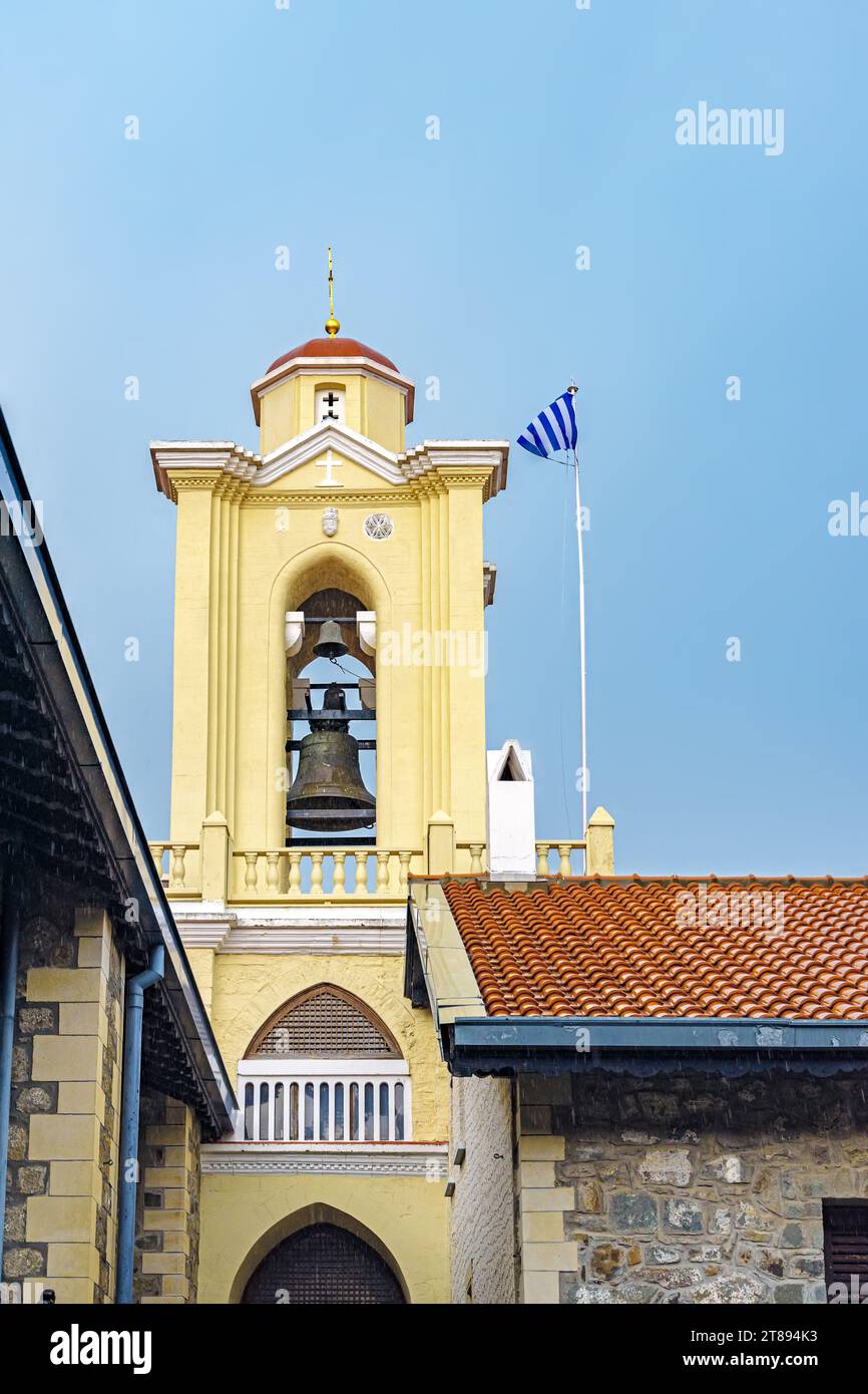 The Holy, Royal and Stavropegic Monastery of Kykkos in the rain. Cyprus ...