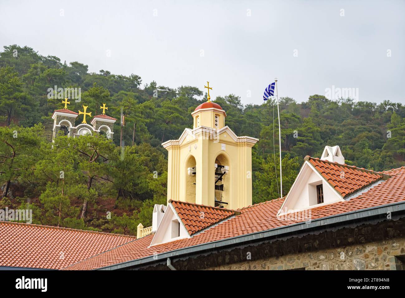The Holy, Royal and Stavropegic Monastery of Kykkos in the rain. Cyprus ...