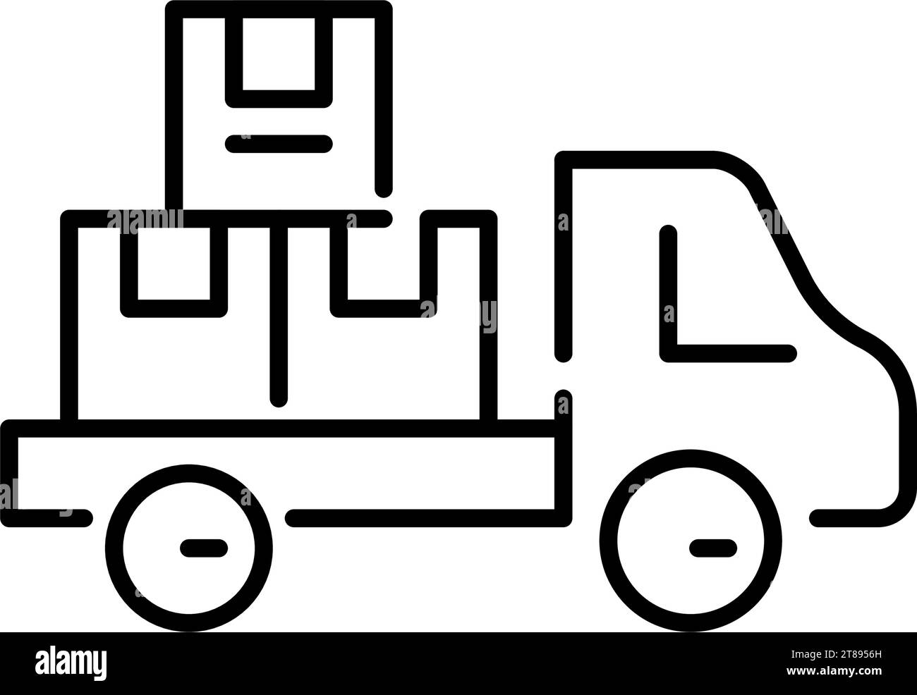 Open delivery truck with stack of parcels. Pixel perfect, editable ... Open delivery truck with stack of parcels. Pixel perfect, editable ...