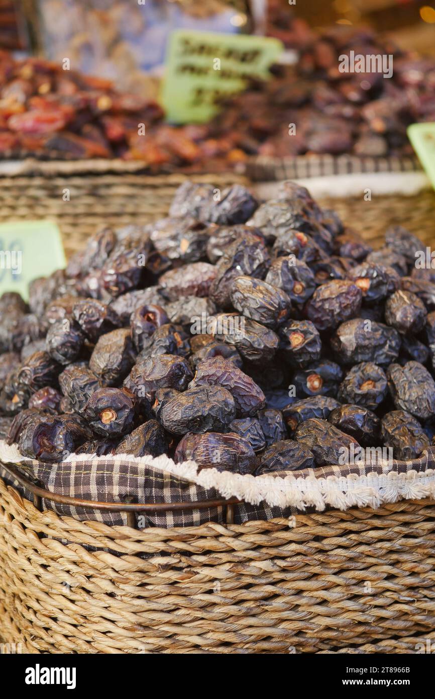 many date fruits display for sale at local market Stock Photo - Alamy