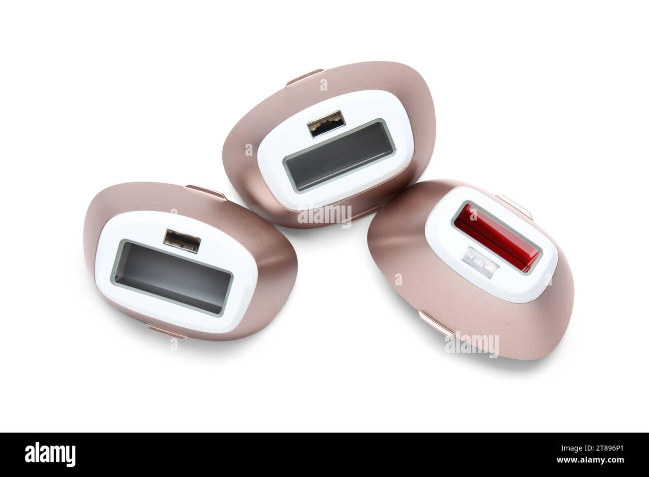 Attachments for modern photoepilator on white background Stock Photo ...