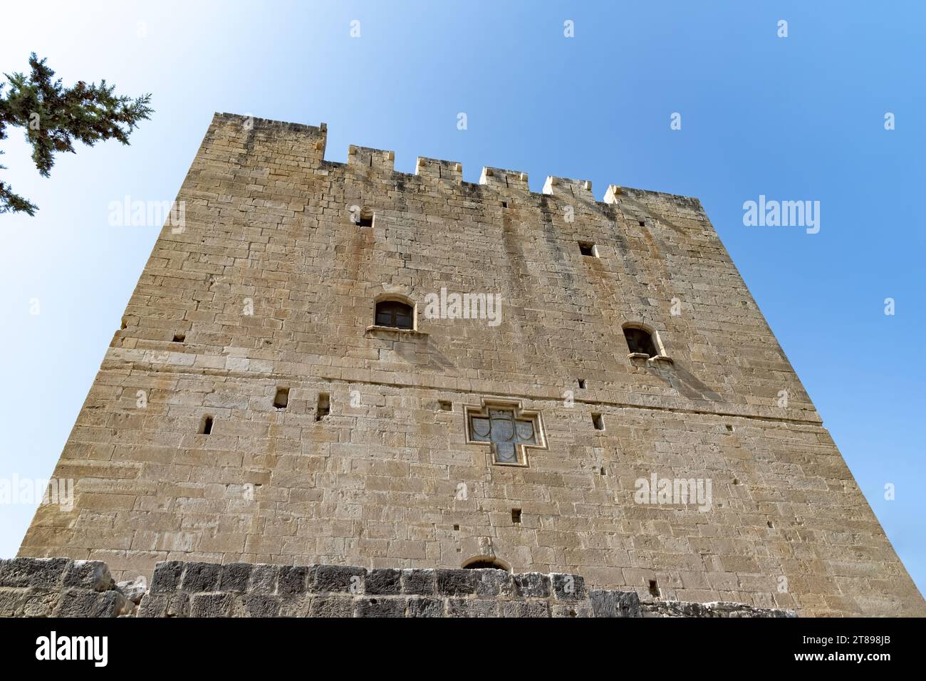 Tower with small windows of the castle of Kolossi (Cyprus Stock Photo ...