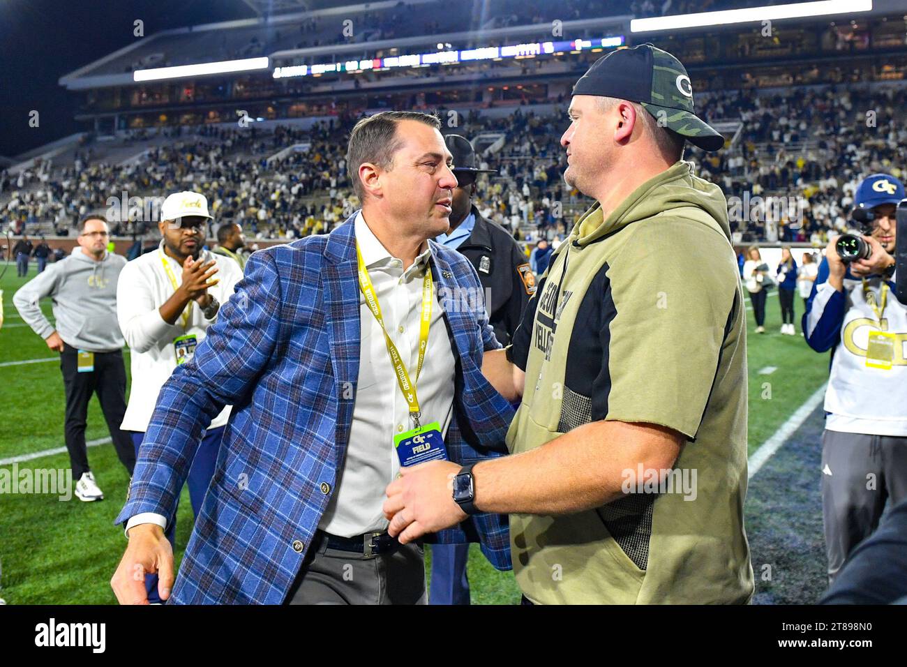 ATLANTA, GA – NOVEMBER 18: Georgia Tech athletic director J Batt talks ...
