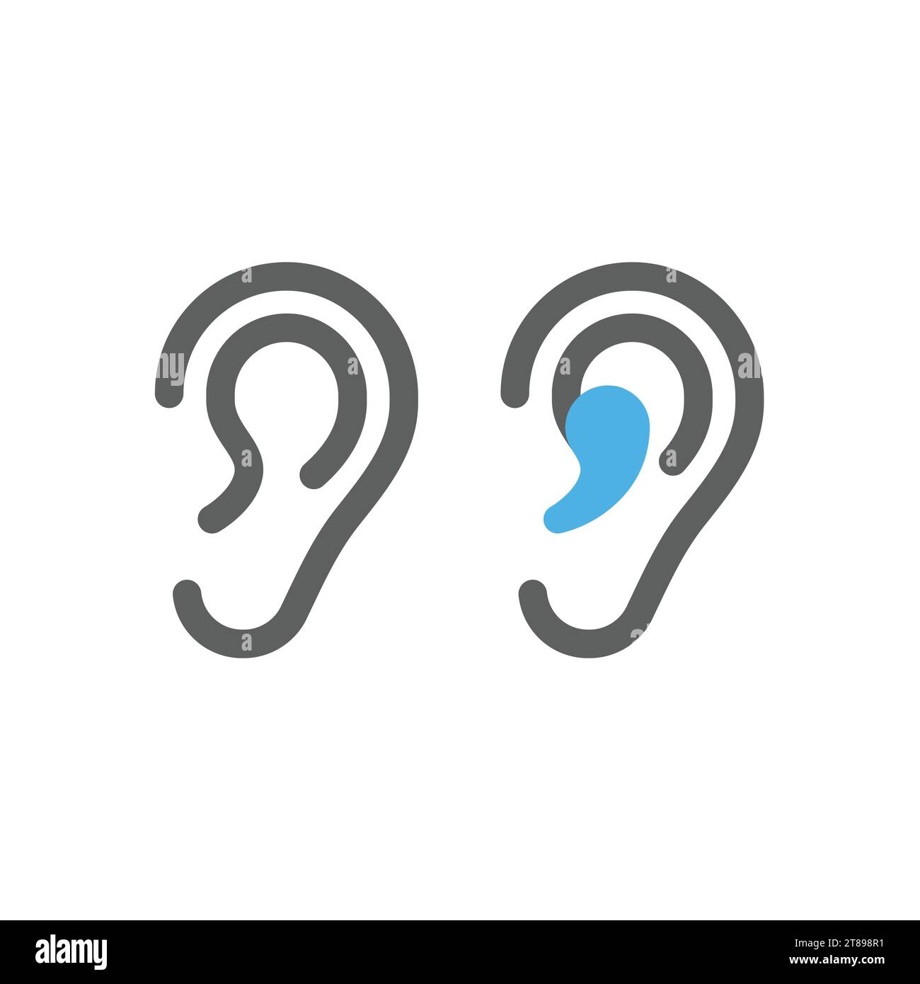Ear and hearing aid vector icons. Human ear and hear, deafness icon set ...