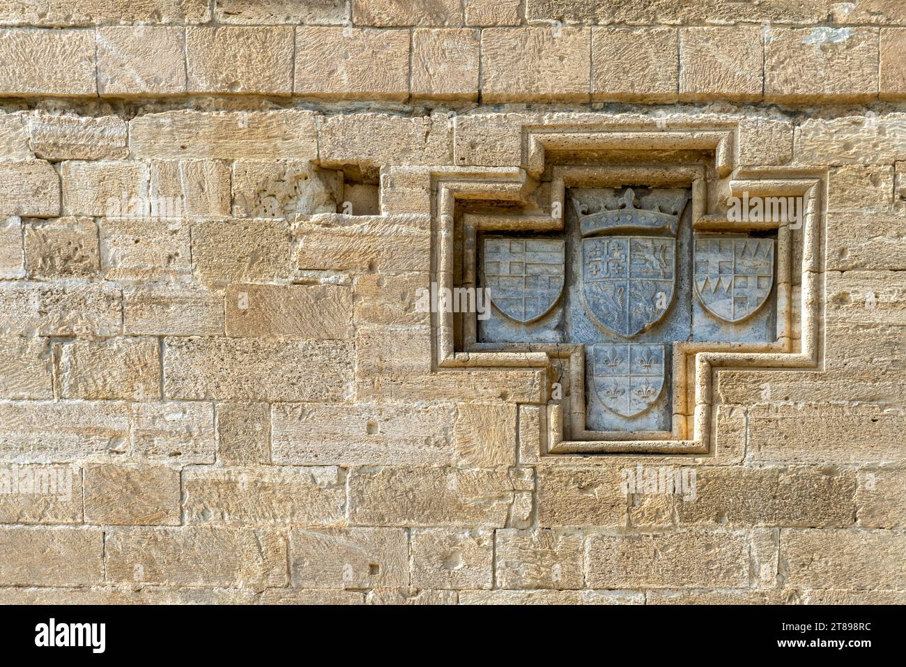Lusignan emblem on the Eastern wall of the medieval castle of Kolossi ...