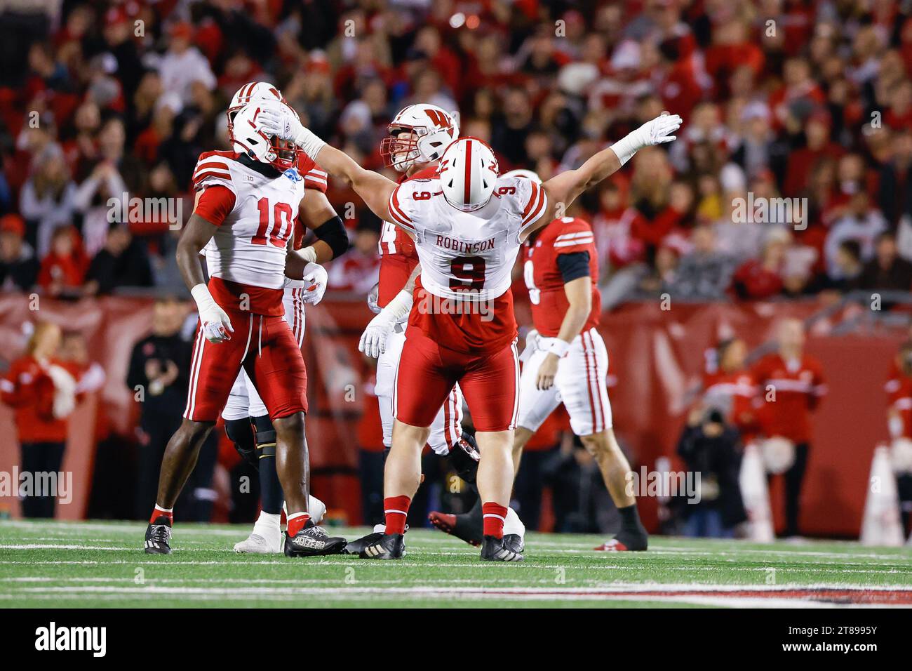 Madison, WI, USA. 18th Nov, 2023. Nebraska Cornhuskers defensive ...