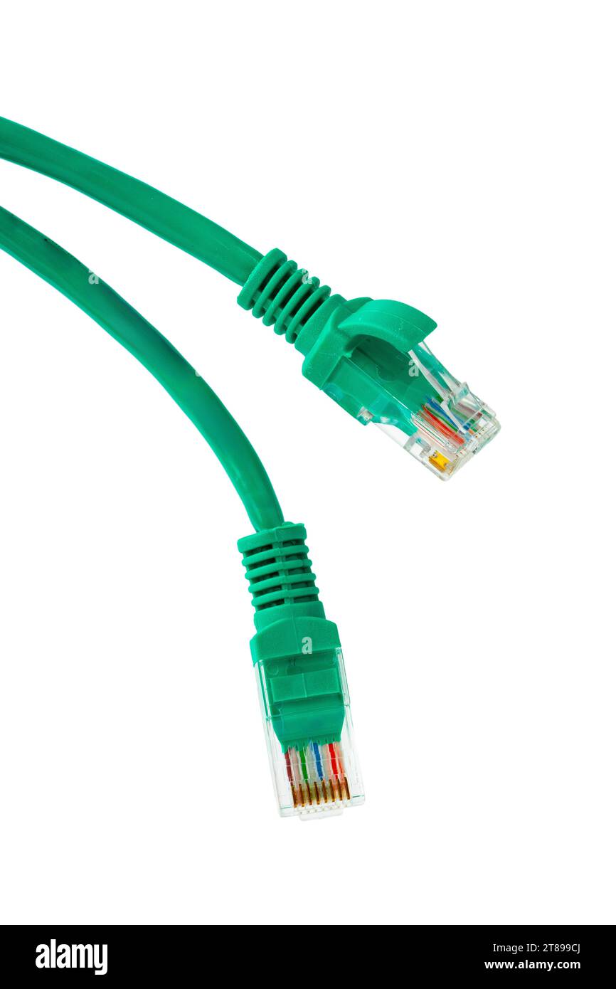 Network cable isolated on white background studio shot Stock Photo - Alamy
