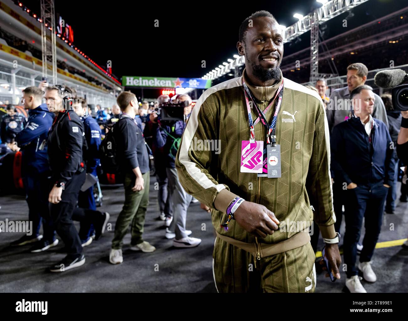LAS VEGAS - Former sprinter Usain Bolt prior to the Las Vegas Formula 1 ...